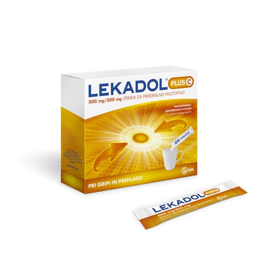 LEKADOL PLUS C 500 mg/300 mg zrnca za peroralno raztopino, 20 vrečk ...
