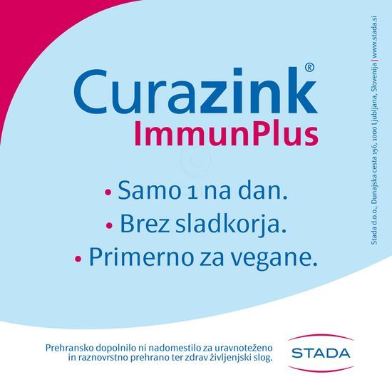 Curazink ImmunPlus z okusom jagode, 20 pastil | Celjske lekarne